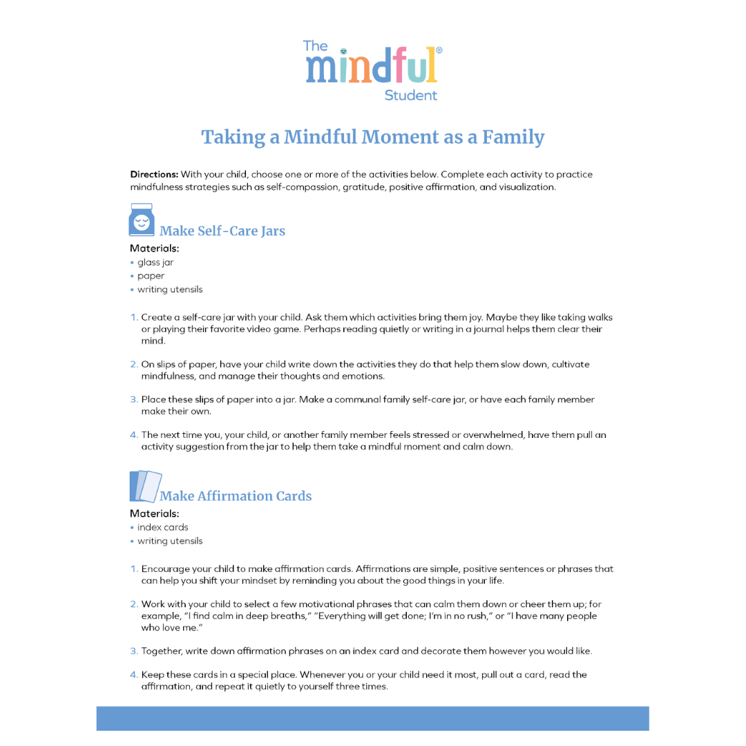 Taking a Mindful Moment as a Family - Fly Five