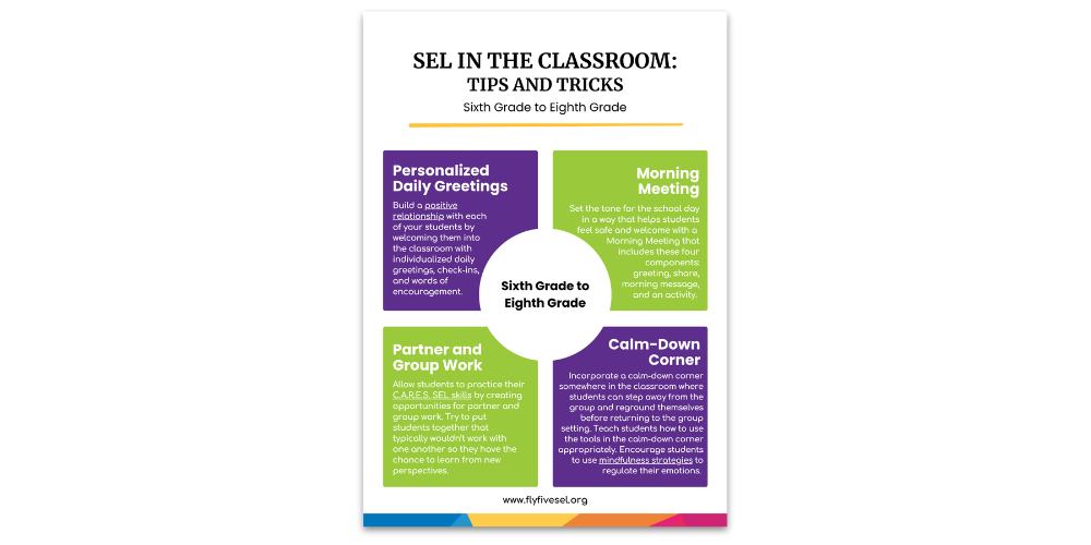 SEL Integration Tips for Grades 6 through 8 - Fly Five