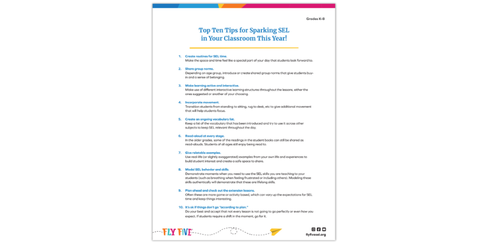 Top Ten Tips for Sparking SEL in Your Classroom This Year! - Fly Five