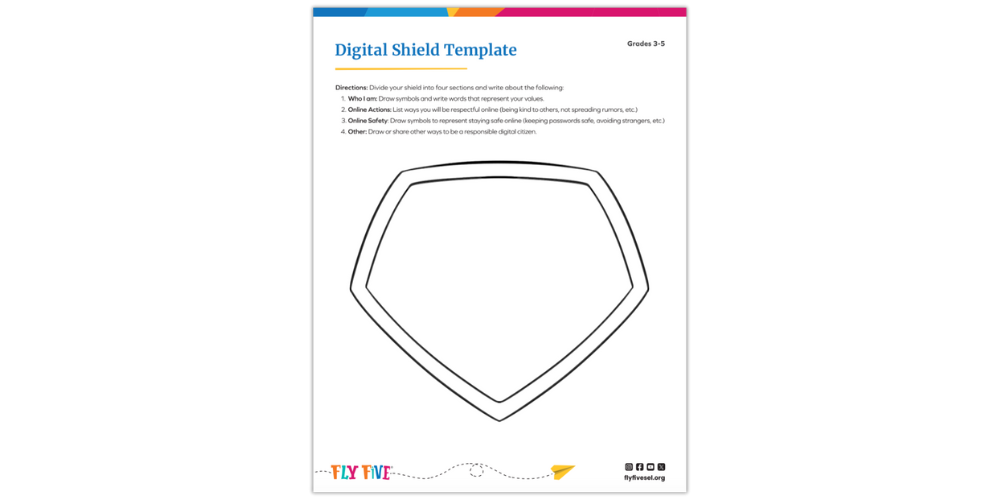 Digital Responsibility Shield Activity (3-5) - Fly Five