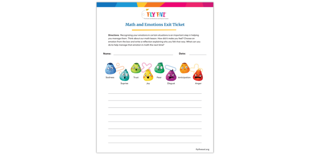Math and Emotions Exit Ticket - Fly Five