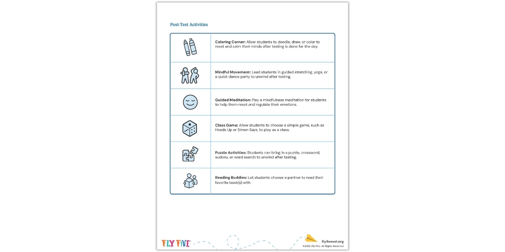 Calm and Reflect- A Teacher's Testing Season Reset - Fly Five