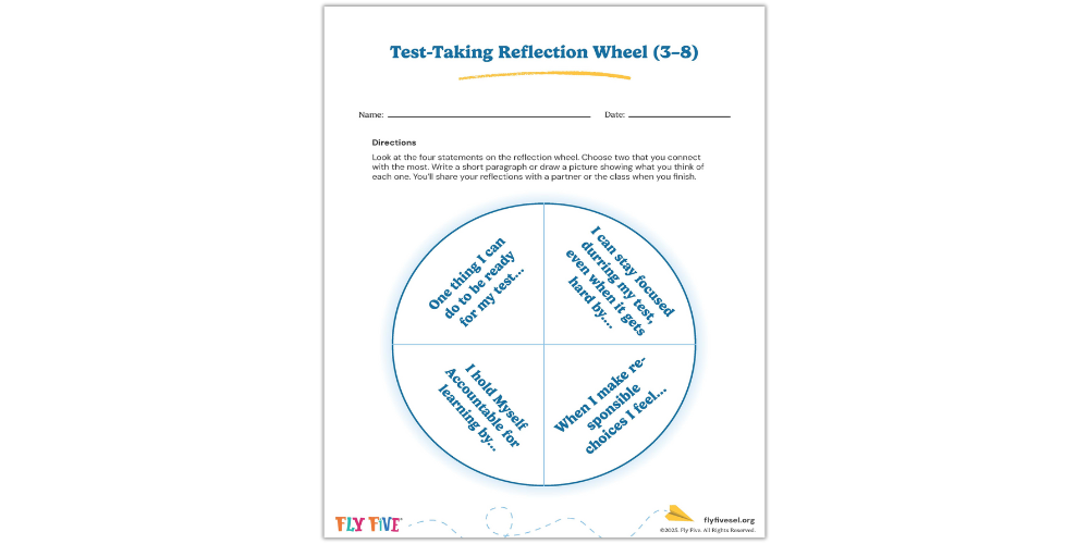 Test-Taking Reflection Wheel (Grades 3–8) - Fly Five