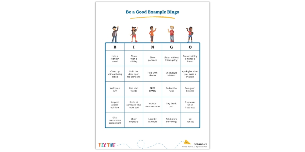 Be a Good Example Bingo - Fly Five